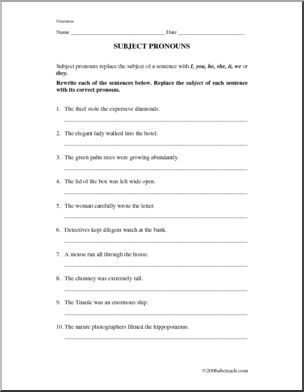 Pronouns (elem/ upper elem) Worksheets – Abcteach
