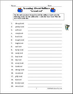 Suffixes- ER/EST Phonics – Abcteach