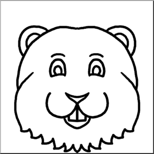 Clip Art: Cartoon Animal Faces: Groundhog B&W – Abcteach