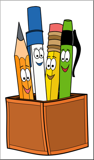 Clip Art: Cute Pen & Pencil Holder Color 2 – Abcteach