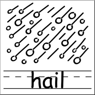 Clip Art: Basic Words: Hail B&W Labeled – Abcteach