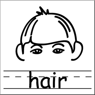 Clip Art: Basic Words: Hair B&W Labeled – Abcteach