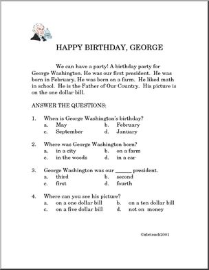 Comprehension: Happy Birthday, George (primary) – Abcteach