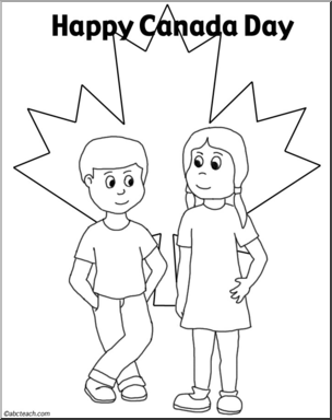 Clip Art: Kids: Canada Day B&W – Abcteach