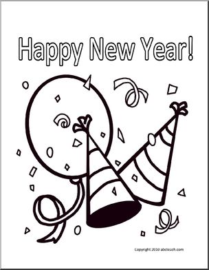 Coloring Page: Happy New Year! – Abcteach