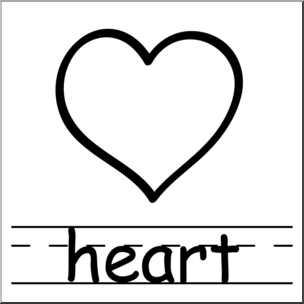 Clip Art: Basic Words: Heart B&W Labeled – Abcteach