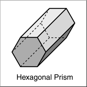 Clip Art: 3D Solids: Hexagonal Prism Grayscale Labeled – Abcteach