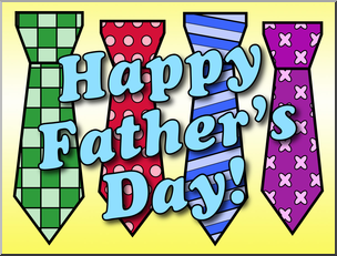Clip Art: Happy Father’s Day Ties Color 1 – Abcteach