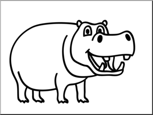 Clip Art: Basic Words: Hippo B&W Unlabeled – Abcteach