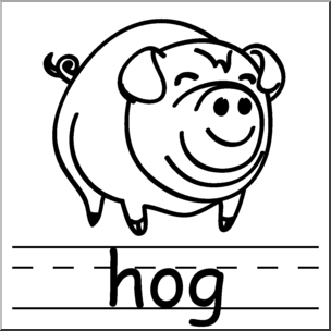 Clip Art: Basic Words: Hog B&W Labeled – Abcteach