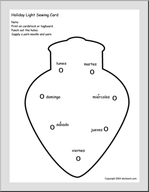 Sewing Card: Holiday Light – Spanish Days – easy – Abcteach
