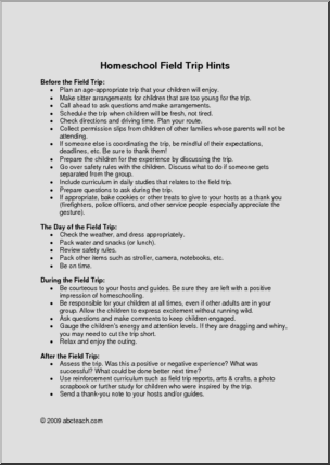 Checklist: Field Trip/ Nature Walk – Abcteach
