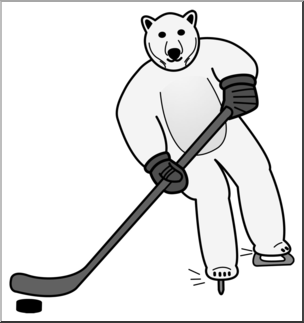 Clip Art: Ice Hockey Polar Bear Grayscale 2 – Abcteach