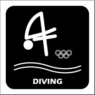 Clip Art: Summer Olympics Event Icon: Diving B&W – Abcteach