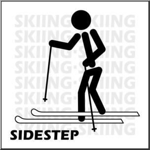 Clip Art: Skiing Sidestep B&W – Abcteach