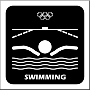 Clip Art: Summer Olympics Event Icon: Swimming B&W – Abcteach