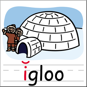 Clip Art: Basic Words: “I” Short Sound Phonics: Igloo Color – Abcteach