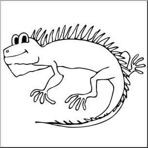Clip Art: Cartoon Iguana B&W – Abcteach