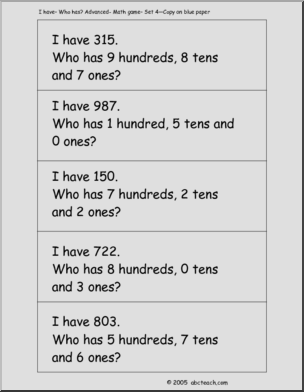Clip Art: Place Value Chart: Hundreds 2 B&W 2 – Abcteach