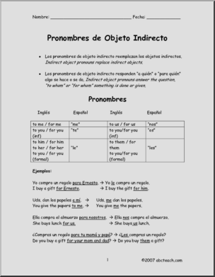 Spanish: Pronombres de Objeto Directo e Indirecto – ExplicaciÃ›n ...
