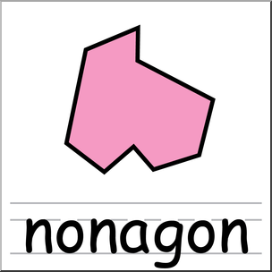 Clip Art: Irregular Polygons: Nonagon Color Labeled – Abcteach