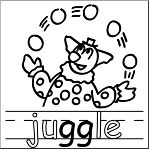Clip Art: Basic Words: Double Consonants GG: Juggle B&W – Abcteach