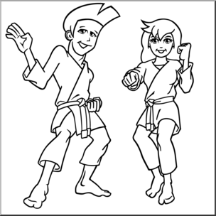 Clip Art: Karate Kids B&W – Abcteach