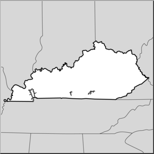 Clip Art: US State Maps: Kentucky Grayscale – Abcteach