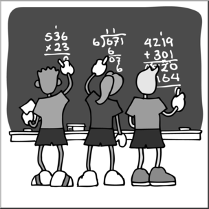 Clip Art: Cartoon School Scene: Classroom 07 Grayscale – Abcteach