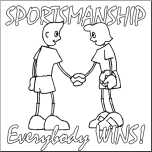 Clip Art: Kids Sportsmanship 2 B&W – Abcteach