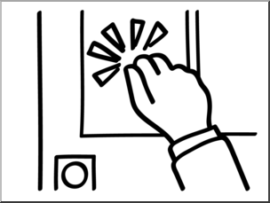 Clip Art: Basic Words: Knock B&W Unlabeled – Abcteach