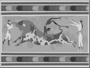 Clip Art: Ancient Civilizations: The Minoans: Knossos Bull Fresco ...