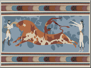 Clip Art: Ancient Civilizations: The Minoans: Knossos Bull Fresco Color ...