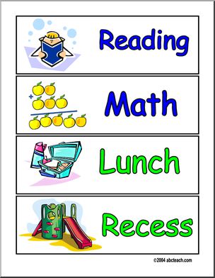 Daily Schedule Cards: Pictures Set 1 (color) – Abcteach
