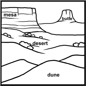 Clip Art: Landforms 2 B&W Labeled – Abcteach