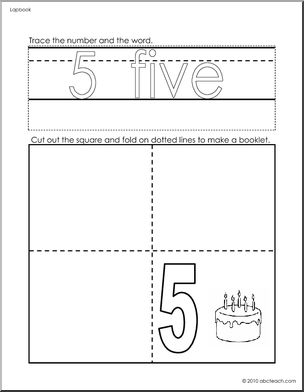 Lapbook: Number 5 (b/w) (pre-k/primary – Abcteach