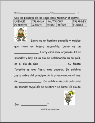 Spanish: DÃŒa de San Patricio: Completa el cuento de Larry, el duende ...