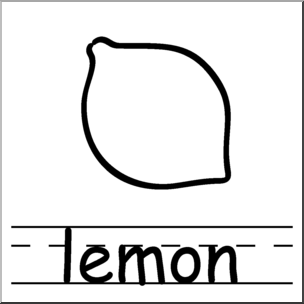Clip Art: Basic Words: Lemon B&W Labeled – Abcteach
