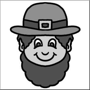 Clip Art: Cartoon Faces: Leprechaun Grayscale – Abcteach