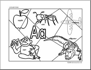 Letter Puzzle: Letter A (b/w) – Abcteach