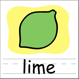 Clip Art: Basic Words: Lime B&W Labeled – Abcteach