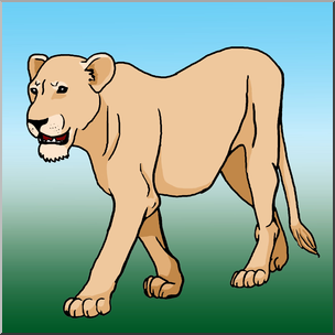 Clip Art: Big Cats: Lioness Color – Abcteach
