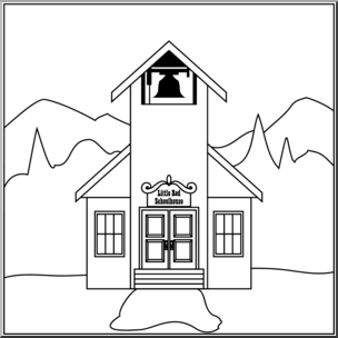 Clip Art: Little Red Schoolhouse B&W – Abcteach