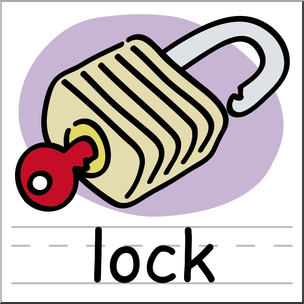 Clip Art: Basic Words: Lock Color Labeled – Abcteach