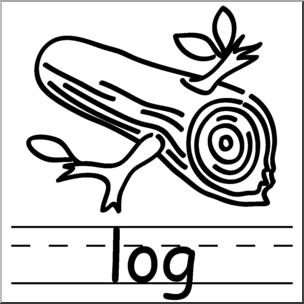 Clip Art: Basic Words: Log B&W Labeled – Abcteach