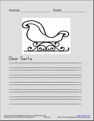 Dear Santa Color and Write – Abcteach