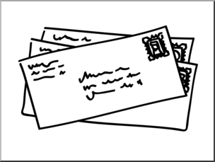Clip Art: Basic Words: Mail B&W Labeled – Abcteach