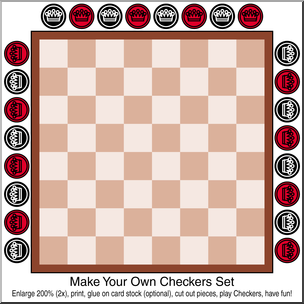 Clip Art: Make Your Own Checkers Set Color – Abcteach