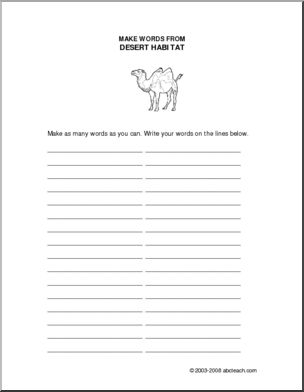 Word Game: Desert – Abcteach