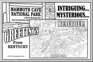 Clip Art: Mammoth Cave Postcard B&W – Abcteach
